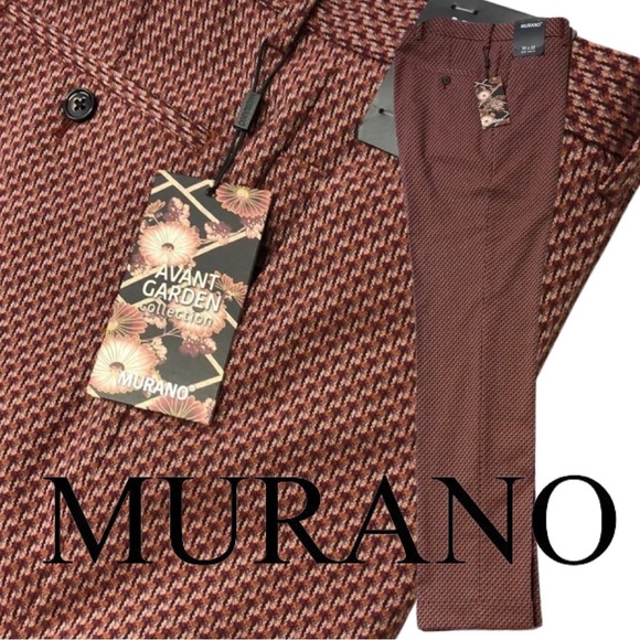 Murano | Pants | Nwt 9 Murano Alex Slim Flat Front Red Geometric Pants ...